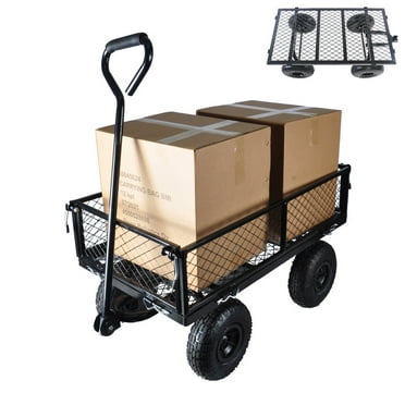 BENTISM Steel Garden Cart, Heavy Duty 500 lbs Capacity, with Removable ...