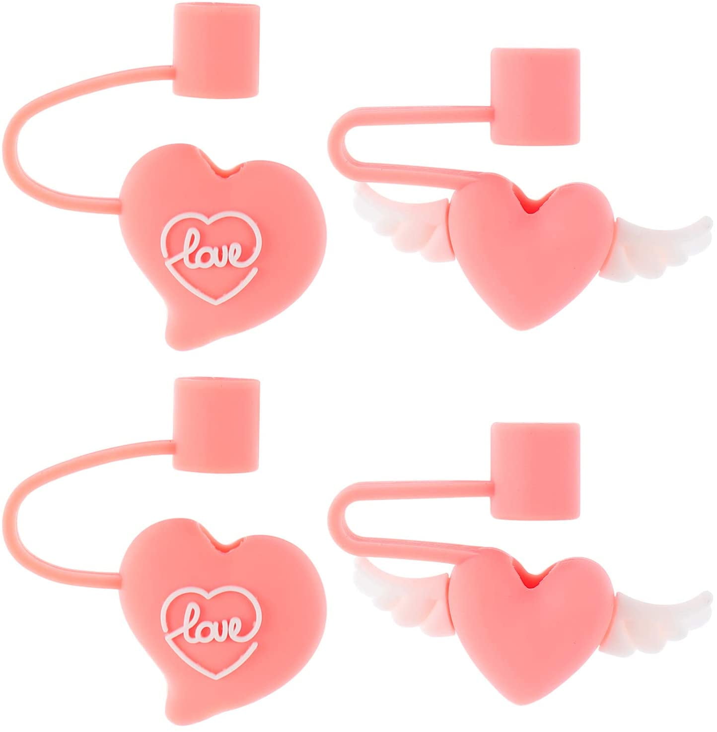 Metal Straw Metal Straw 4 Pcs Straw Covers Silicone Straw Caps Heart ...