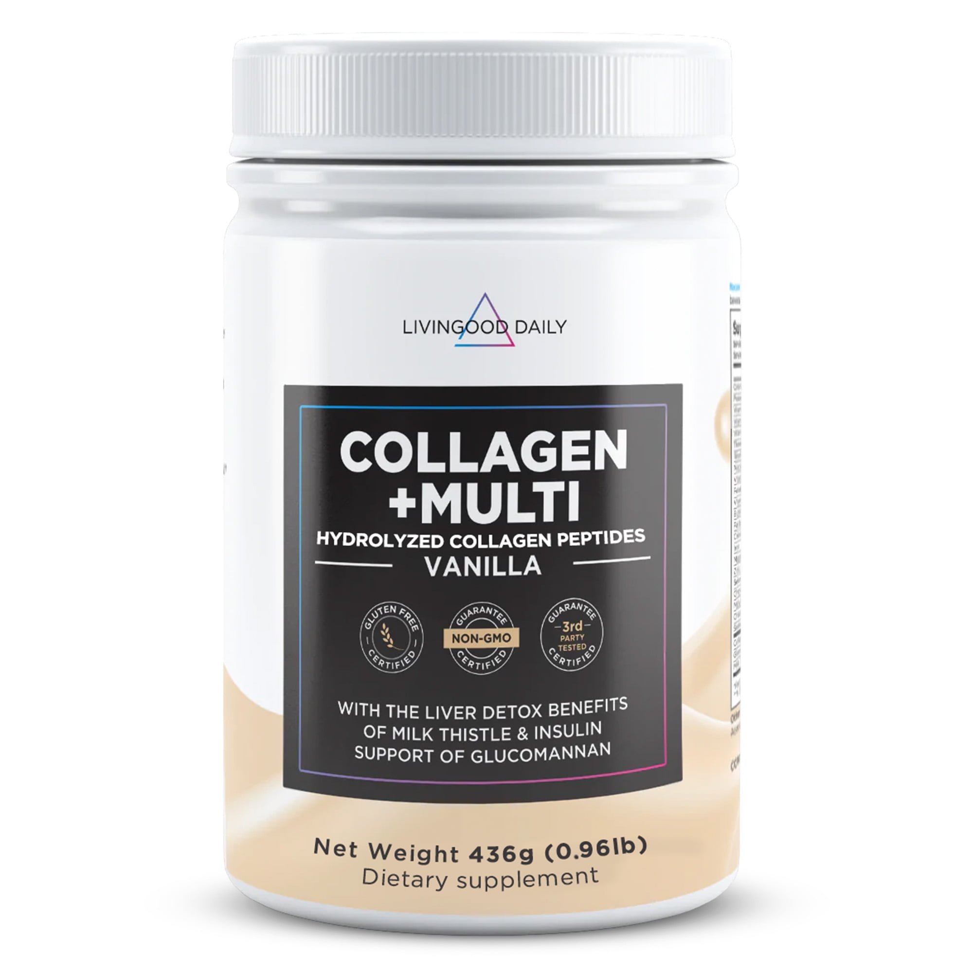 Livingood Daily Collagen + Multi - Vanilla Hydrolyzed Collagen Peptides ...