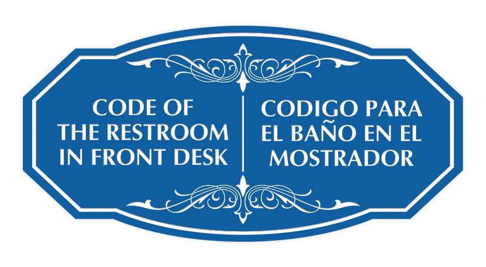 Signs ByLITA Victorian Code Of The Restroom In Front Desk/ Codigo Para ...