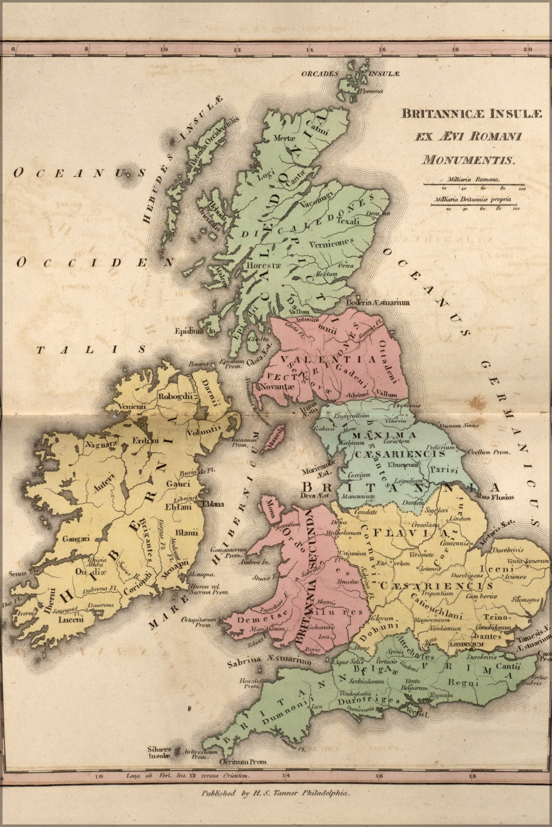 24"x36" Gallery Poster, map of great Britain during roman empire 1826 ...