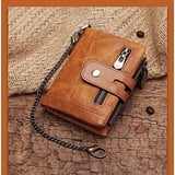 Men's Genuine Leather RFID Blocking Trifold Wallet with Anti-Theft ...