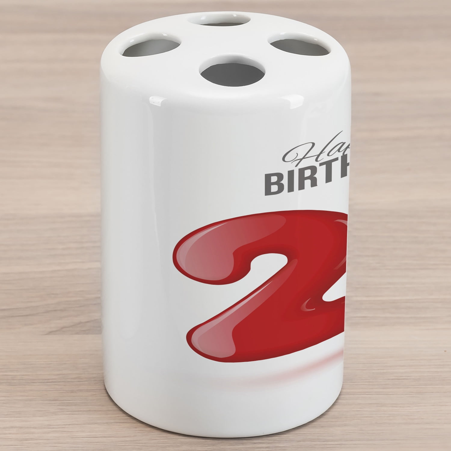 21st Birthday Ceramic Toothbrush Holder, Hand Written Style Happy ...