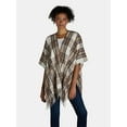 Time and Tru Women's Plaid Fashion Ruana, One Size, White - Walmart.com