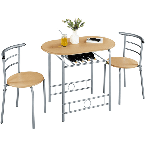 Topeakmart 3-Piece Modern Round Dining Table Set with Steel Legs ...