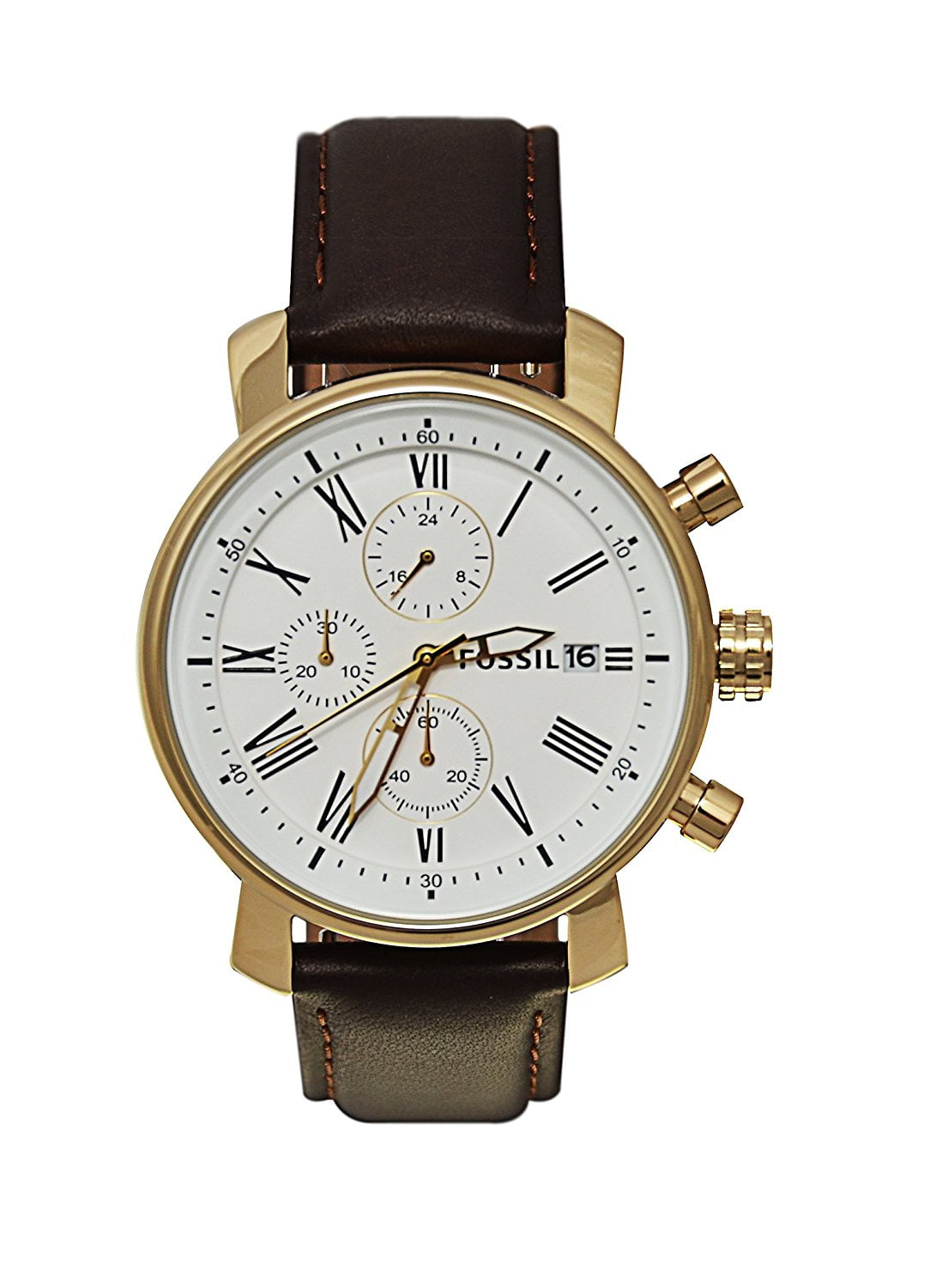 Fossil Men's BQ1009 Brown Leather Strap White Dial Chronograph Watch ...