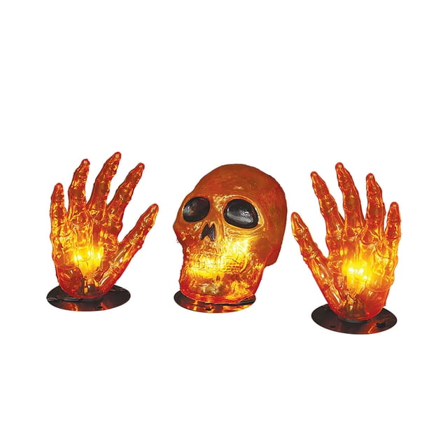 3-Piece Skull with Hands Light Set, Clear, Indoor/Outdoor Halloween, by ...