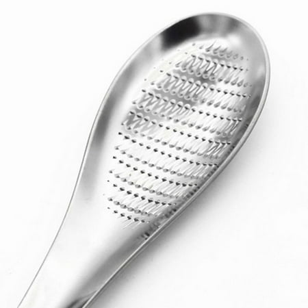 Silver Stainless Steel Lemon Zester Ginger Grater Garlic Grinding Spoon ...