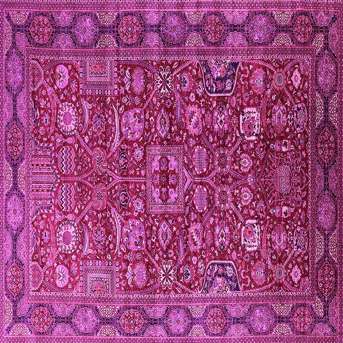 Ahgly Company Indoor Square Oriental Pink Traditional Area Rugs, 6 ...