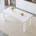 Generic White Marble Top Kitchen Table, 71" Rectangular Dinner Table ...