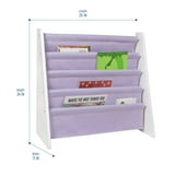 Free Shipping! Wildkin Kids Sling Bookshelf White Lilac Wood Fabric ...