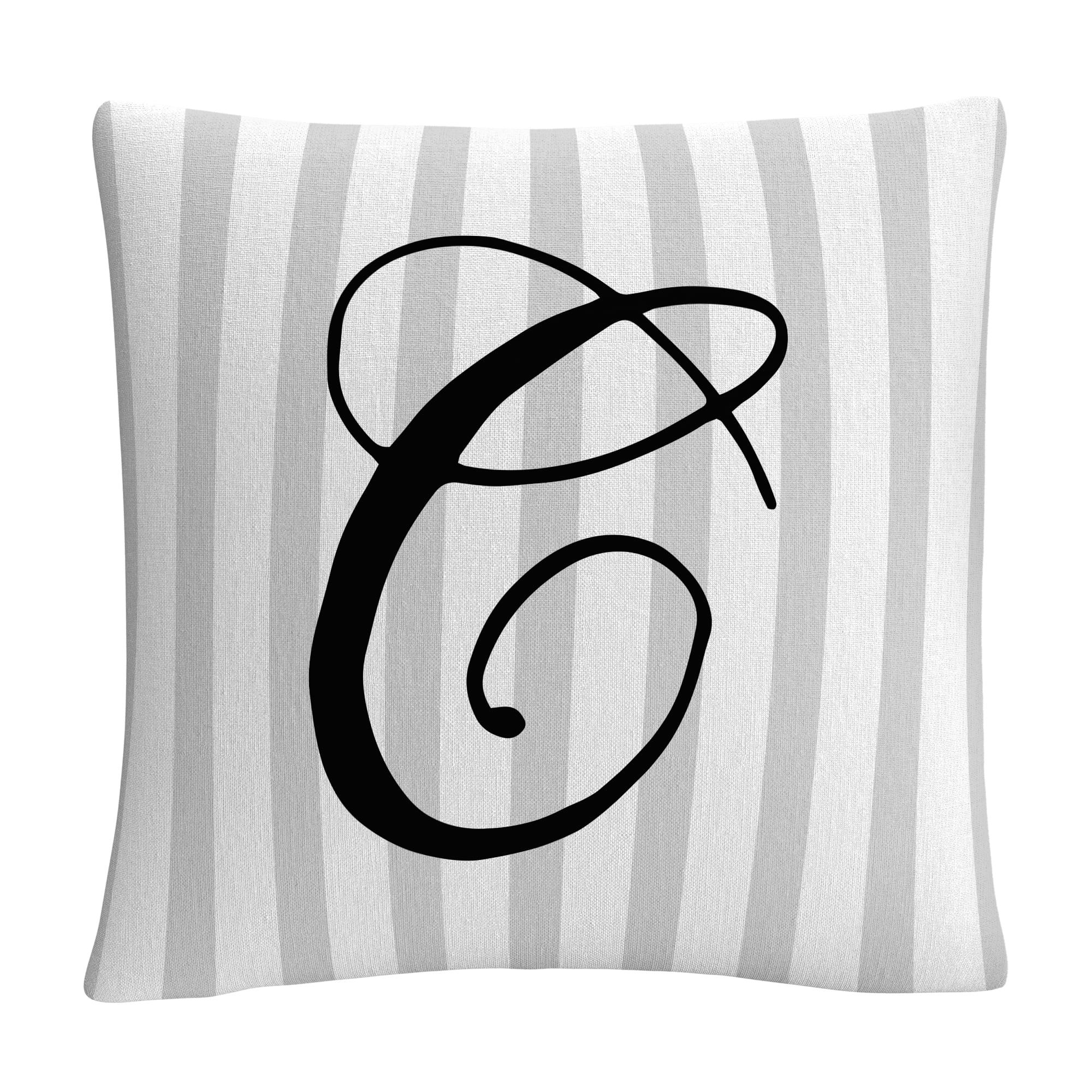 Gray Striped Ornate Letter Script C By Abc 16 X 16 Decorative Throw ...