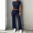 AHTJRT Women's Workout Sets Slim Fit Short Sleeve Crew Neck Tops and ...