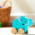 Spark Create Imagine Wooden Elephant Car for Toddlers, Blue, 4.5 inches ...