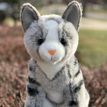 Auswella Realistic 19-Inch Soft Plush Tabby Cat Companion - Grey Tabby ...