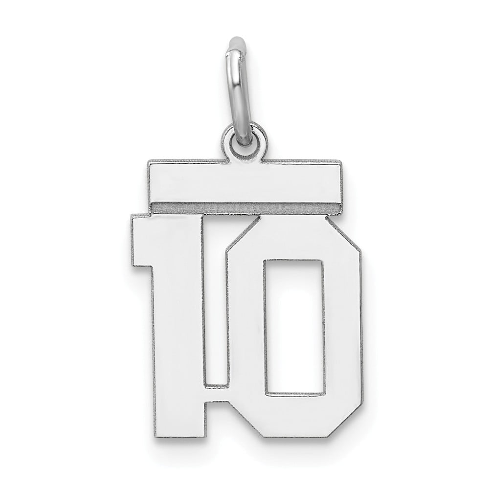 Sterling Silver Rhodium-plated Small Polished Number 10 Charm - Walmart.com