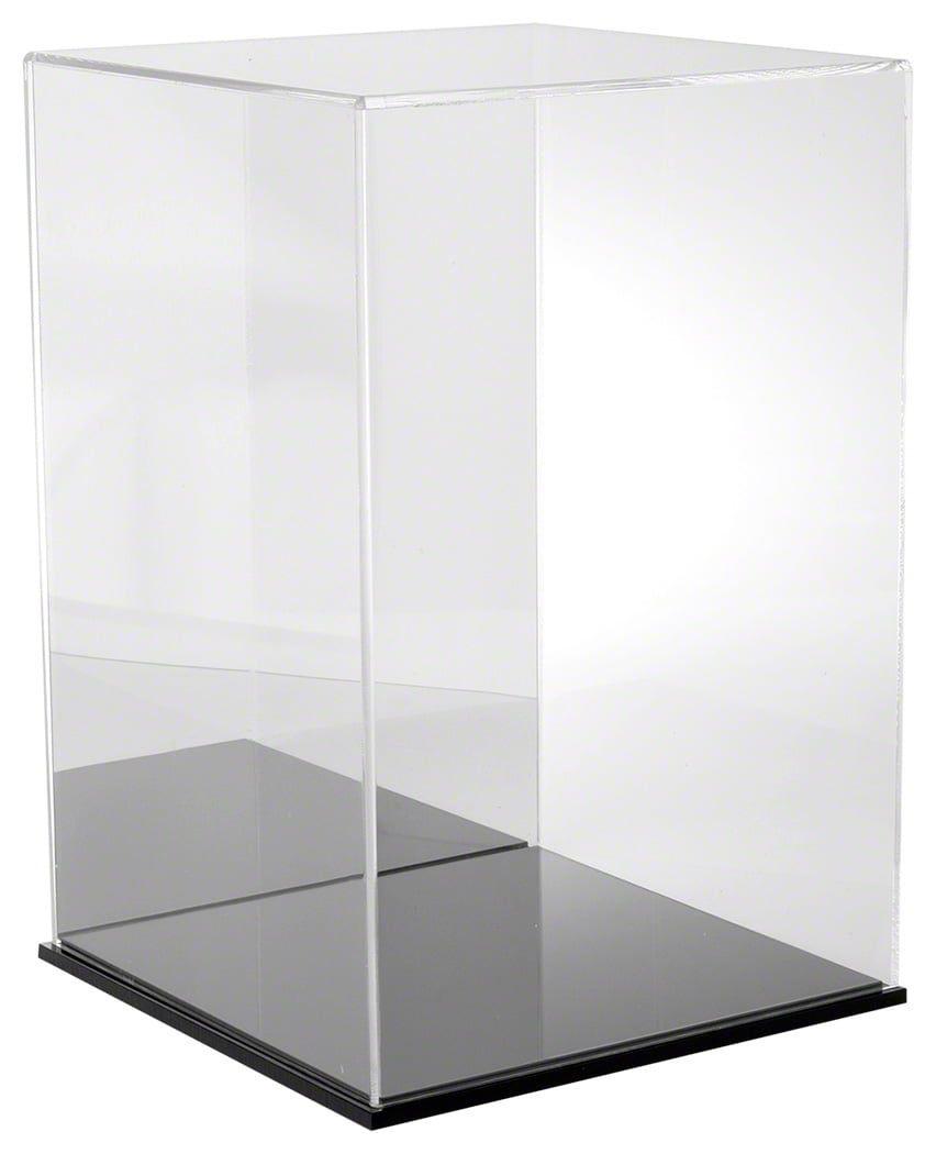 Plymor Clear Acrylic Display Case with Black Base (Mirror Back), 12" W ...
