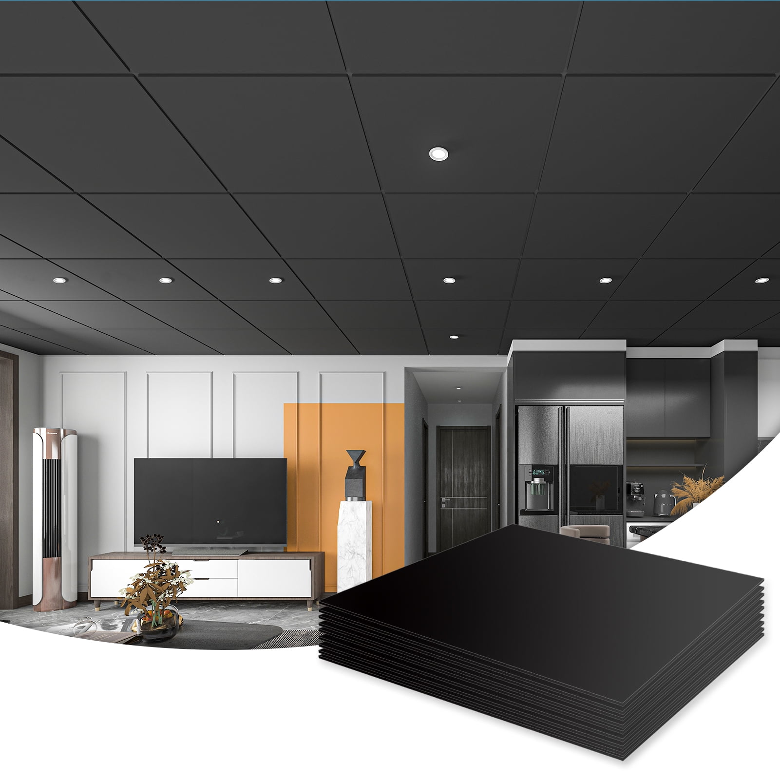 Deeply Grooved Pvc Ceiling Panels 24x24 Waterproof Washable 24 Pack 2x2 ...