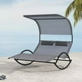 Laijoy Outdoor Double Chaise Rocker, Rocking Daybed Sun Lounger with ...