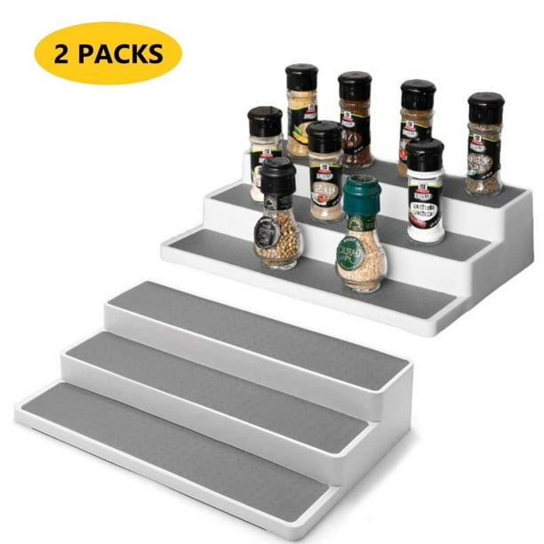 3-Tier Step Spice Rack Organizer, Non-Skid Seasoning Storage Shelf for ...