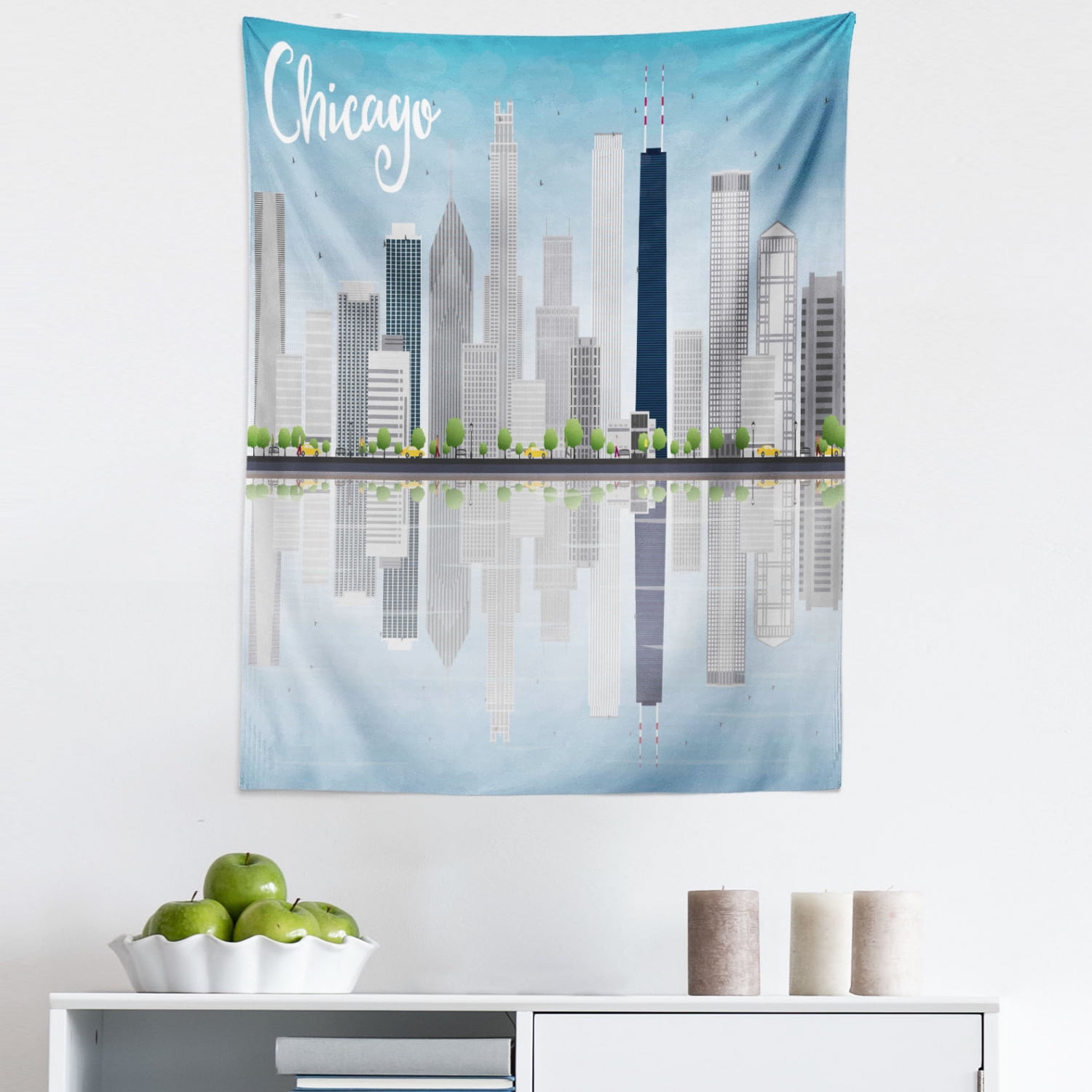 Chicago Tapestry, Skyscrapers Lake Michigan Illinois Classic American ...