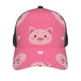 Disketp Cartoon Pigs and Hearts Print Trucker Hat Men Women - Mesh ...