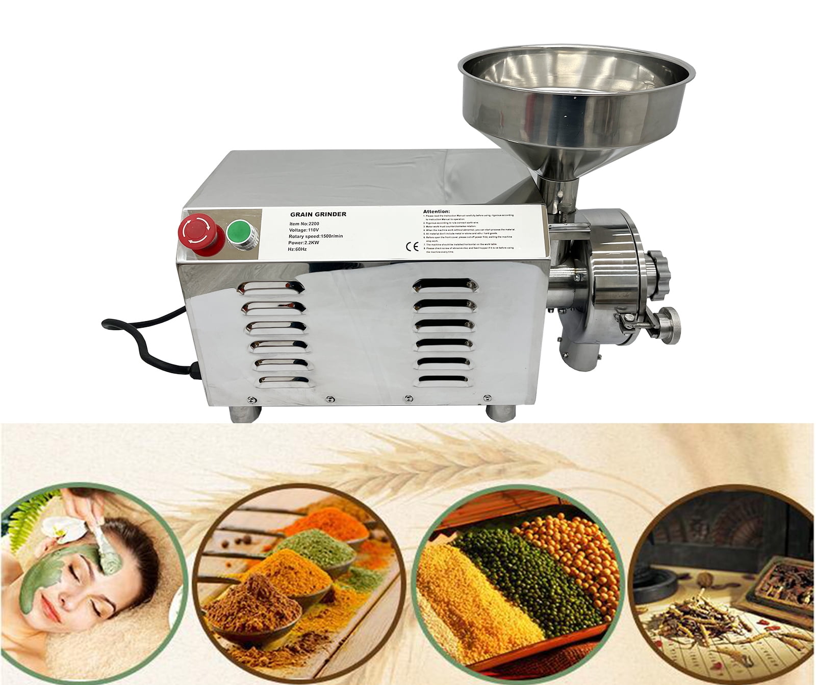 Techtongda Electric Grain Grinder Pulverizer Hammer Mill Powder Food ...