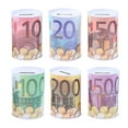 Creative Euro Dollar Metal Cylinder Piggy Bank Saving Money Box Home ...