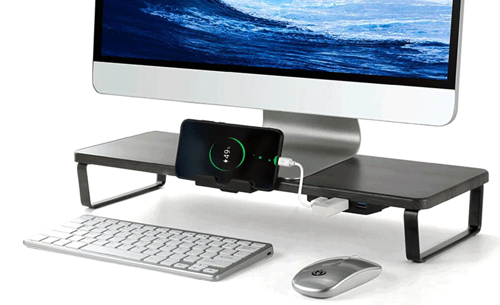 USB3.0 Aluminum Monitor Stand Riser Support Wireless Charging Support ...