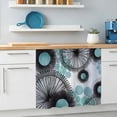 Blue Green Floral Cabinet Curtains 28" W x 35" L, Boho Abstract Floral ...