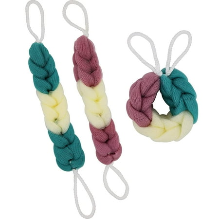 Long Loofah for Shower, 3 Pack XICEN Stretchable Braided Loofahs Sponge ...