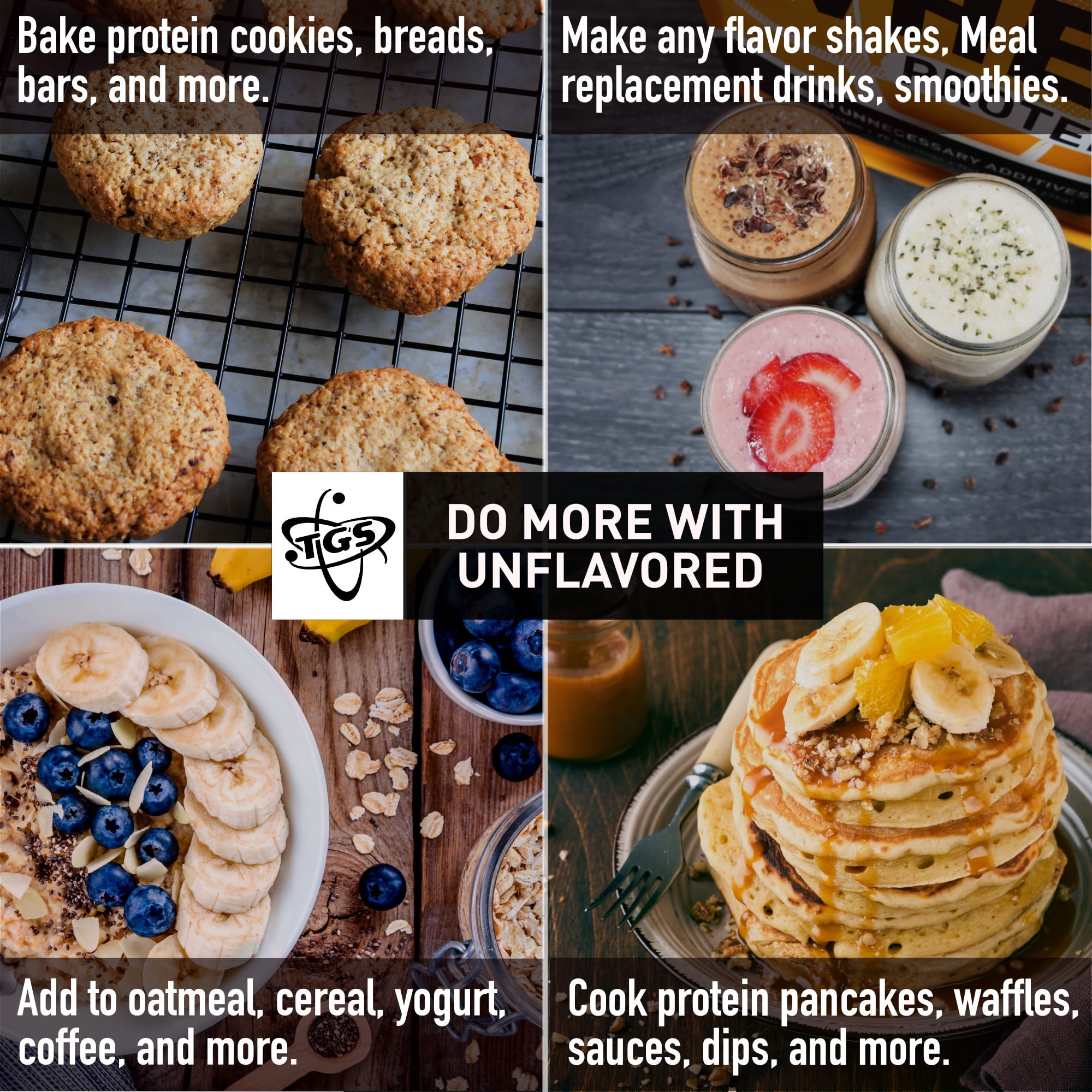 Buy TGS Nutrition - 100% Whey Protein Powder - Unflavored, Unsweetened ...