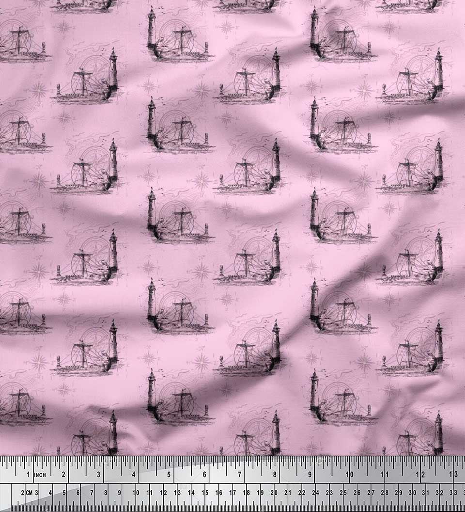 Soimoi Velvet Fabric Direction Compass,Lighthouse & Yacht Nautical ...