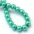 Baking Paint Pearlized Glass Pearl Round Bead Strands Light Sea Green ...