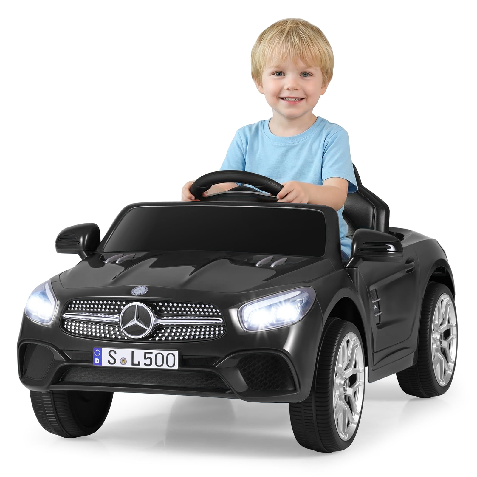 Olakids 12v Electric Kids Ride On Car  Licensed Mercedes Benz Sl500 Toy Car With Remote Control  Mp3 Plug  Usb  2 Speeds  Led Lights  Battery Powered