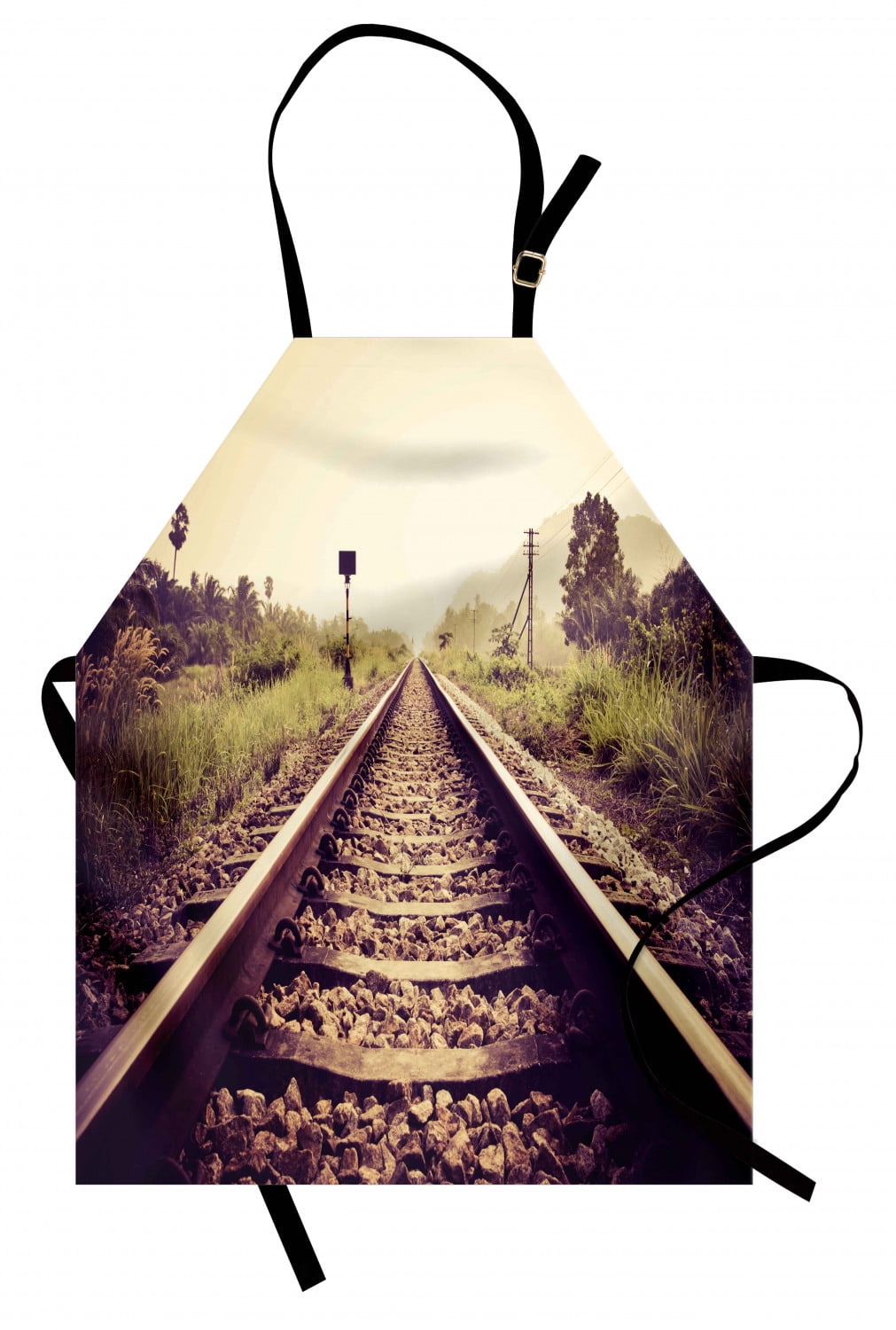 Train Track Apron, Vintage Rural Inspired Railroad and Trees ...