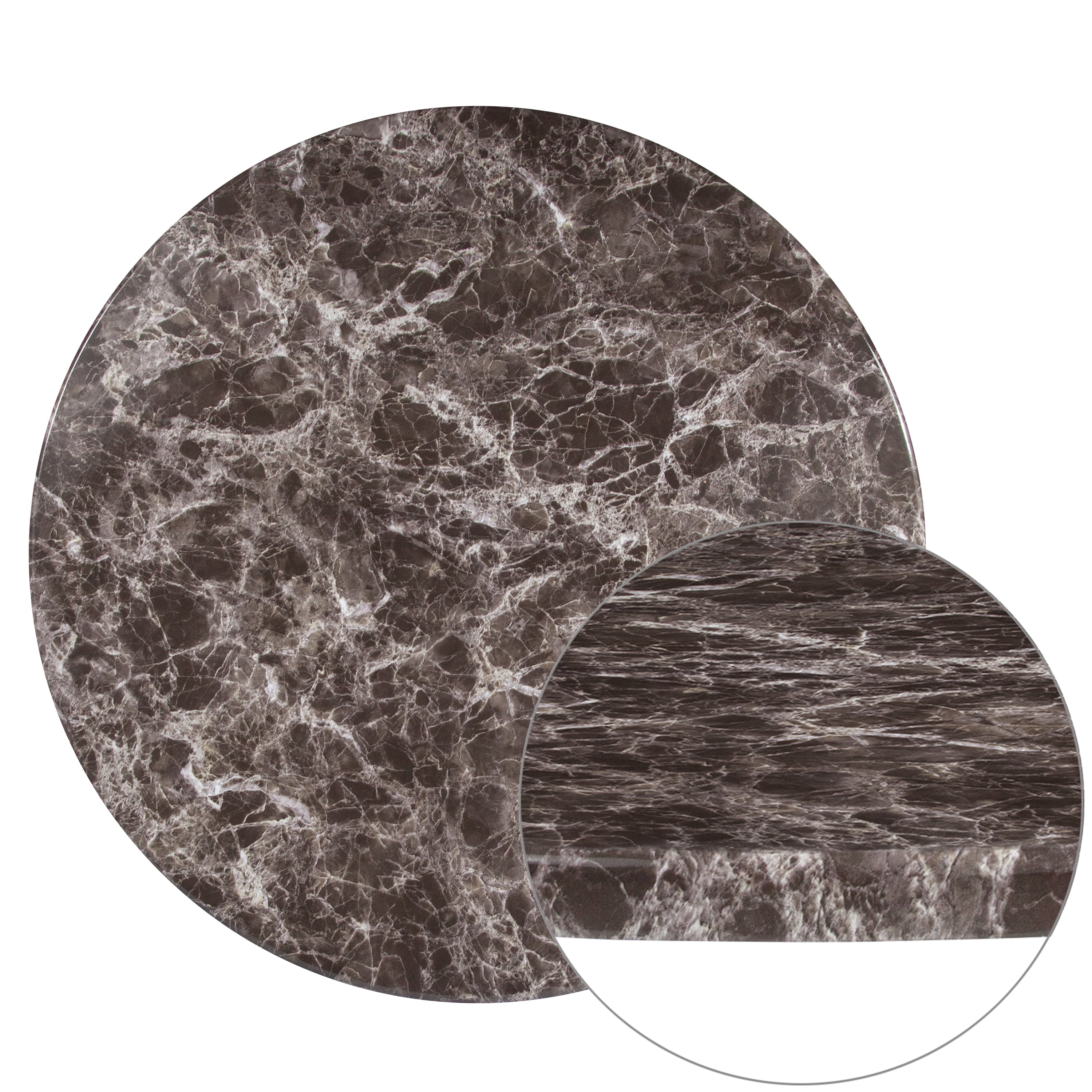 Flash Furniture 24" Round Gray Marble Laminate Table Top - Walmart.com ...