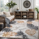 CAMILSON Spring Leaf Tropical Botanical Easy-Cleaning Non-Shedding ...