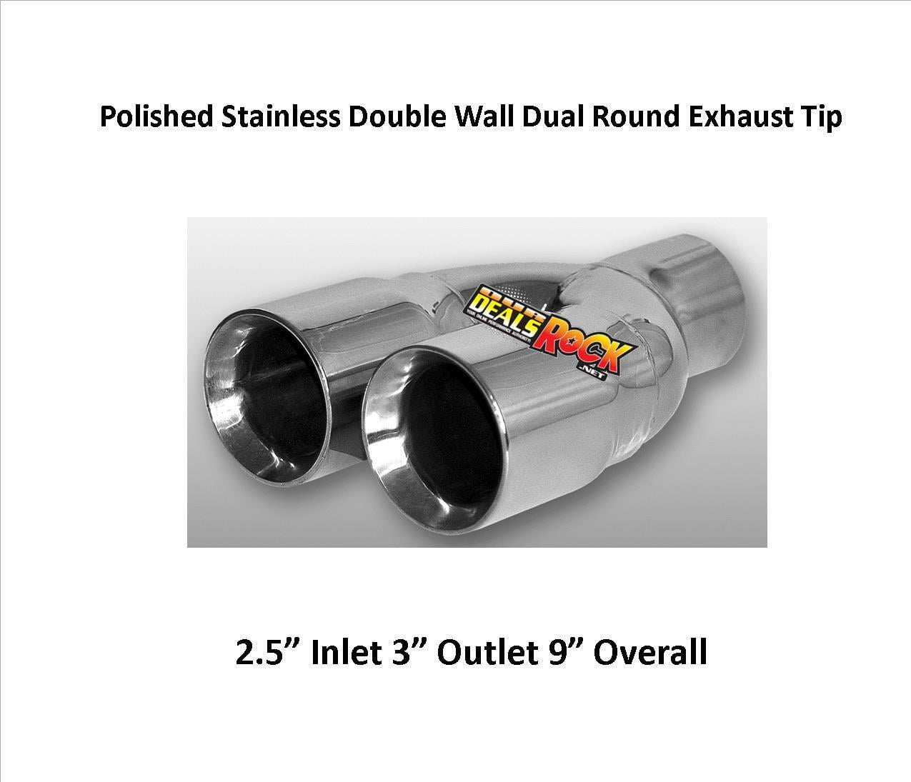 Brand New Polished Stainless Double Wall Dual Round Exhaust Tip ...