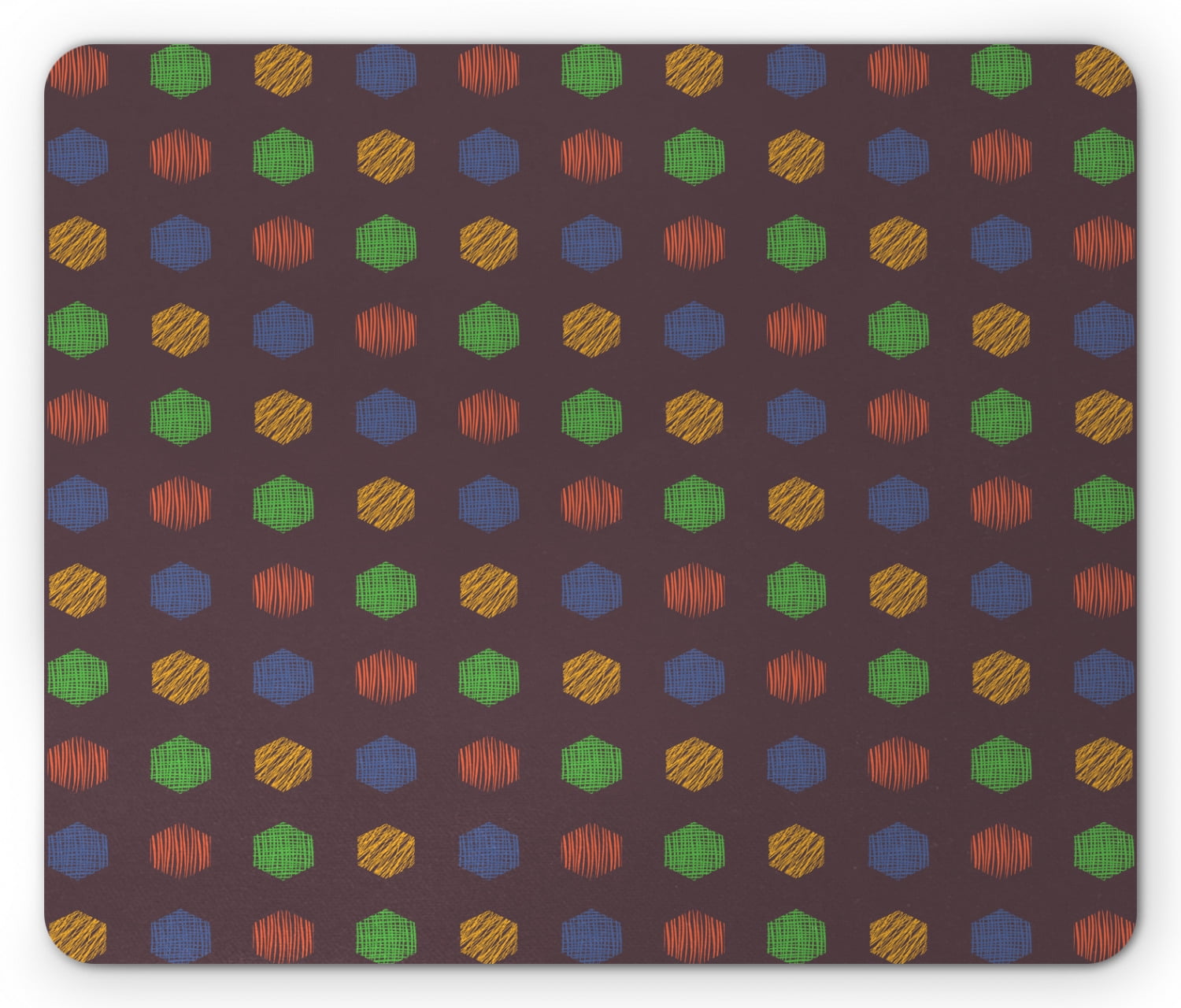 Geometric Mouse Pad, Groovy Hand Drawn Doodle Hexagons with Sketch ...