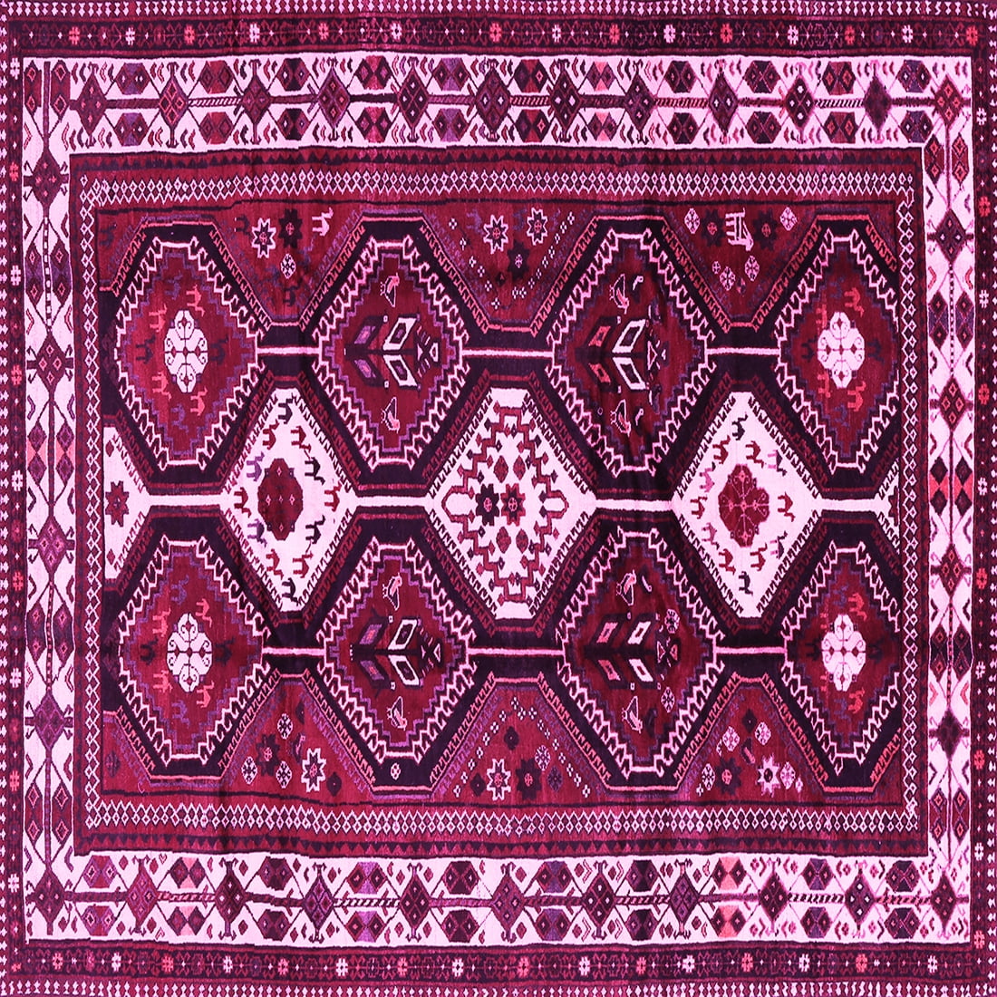 Ahgly Company Indoor Square Persian Pink Traditional Area Rugs, 6 ...