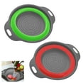 2 X Silicone Collapsible Bowl Strainer Colander Foldable Drainer 11.8 ...