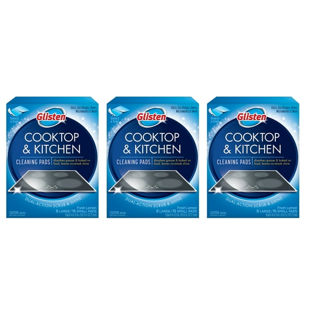 Glisten Cooktop & Kitchen Cleaning Pads, 8 Large/16 Small Pads Per Box ...