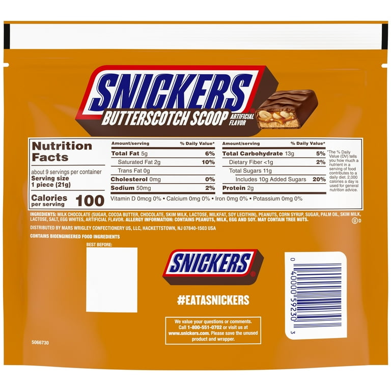 Snickers Bar Nutrition Label