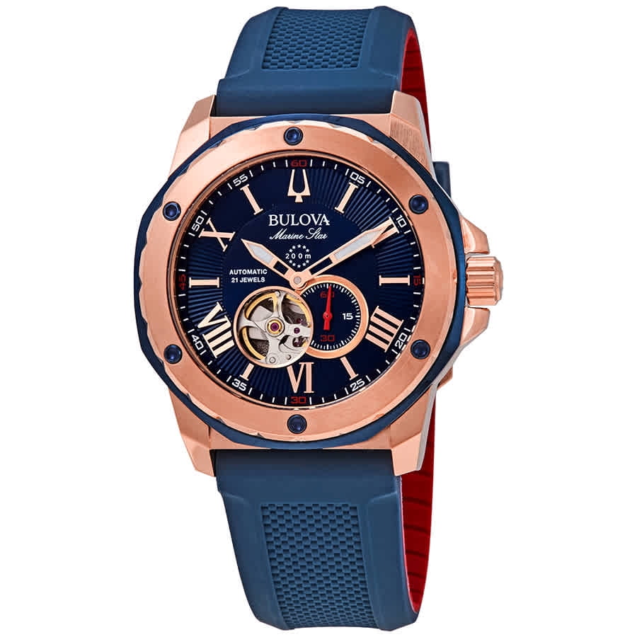 Bulova Marine Star Automatic Blue Dial Men's Watch 98A227 - Walmart.com