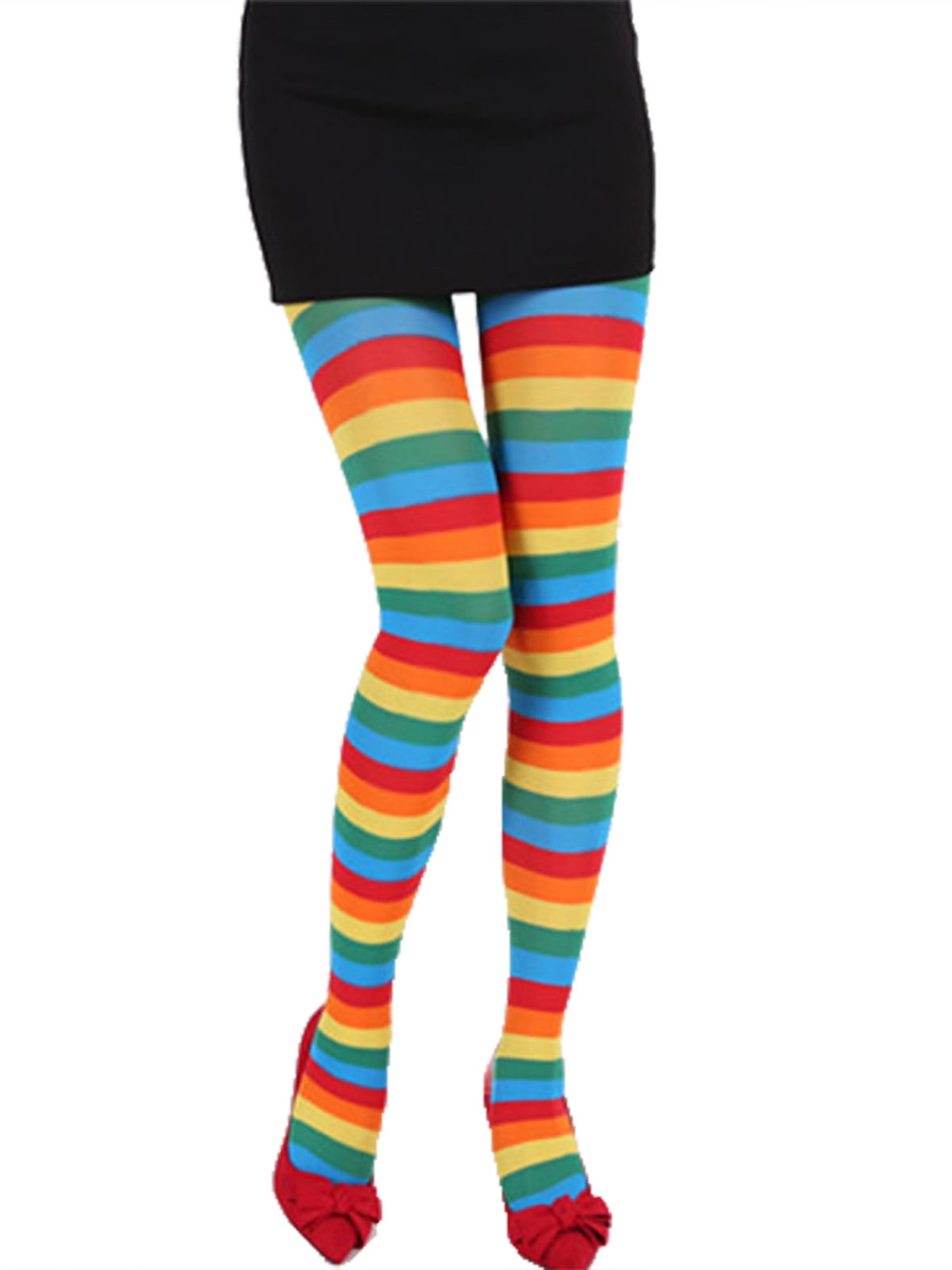AMILIEe Women Striped Full Footed Vibrant Color Opaque Fashion Tights ...