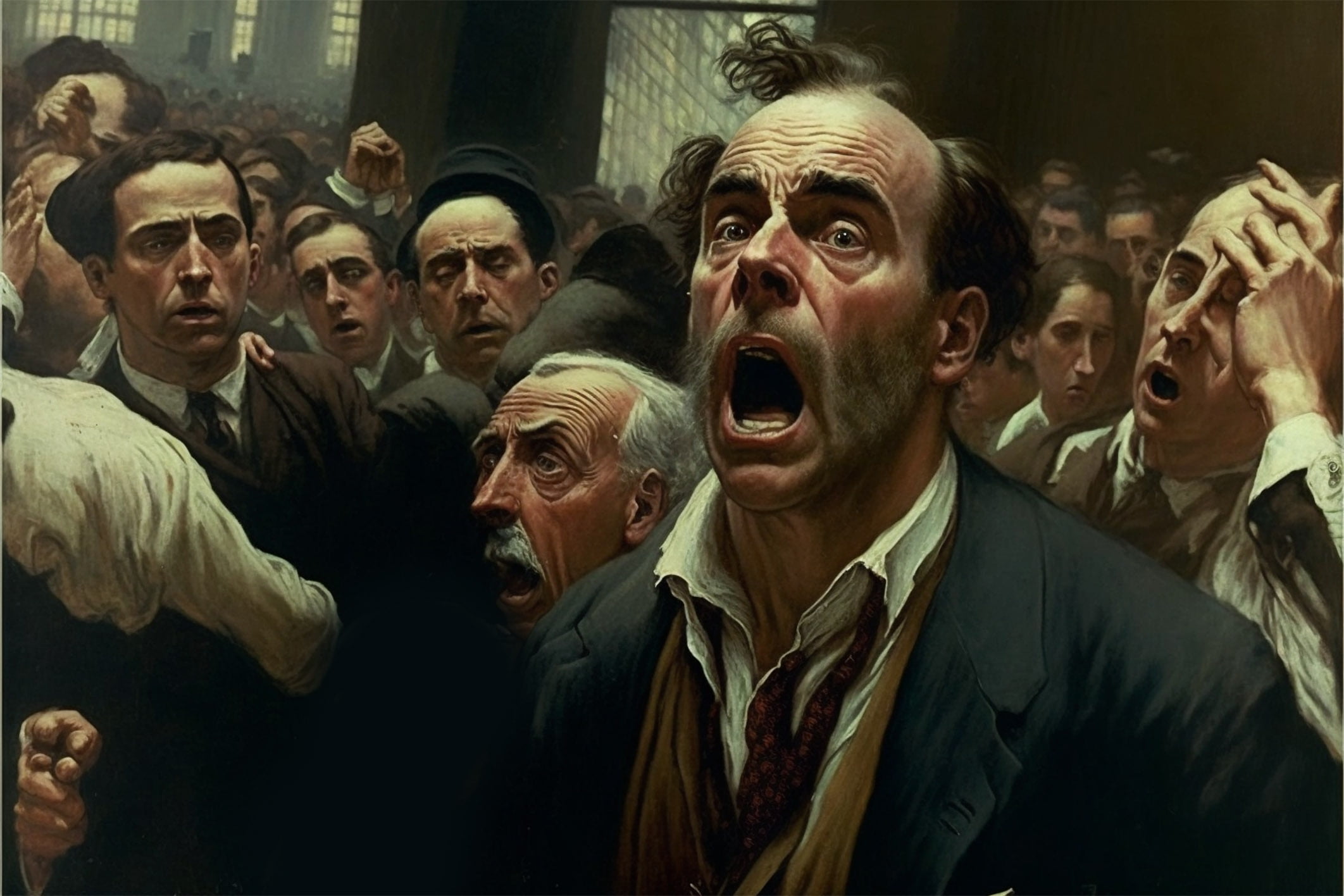 24x36 gallery poster, panic on the floor of the new york stock exchange ...