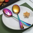 ReaNea Rainbow Stainless Steel Serving Spoons Set 4 Pieces, Includes 2 ...