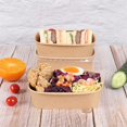 17 oz Disposable Kraft paper bowls with lids, Rectangle Food containers ...