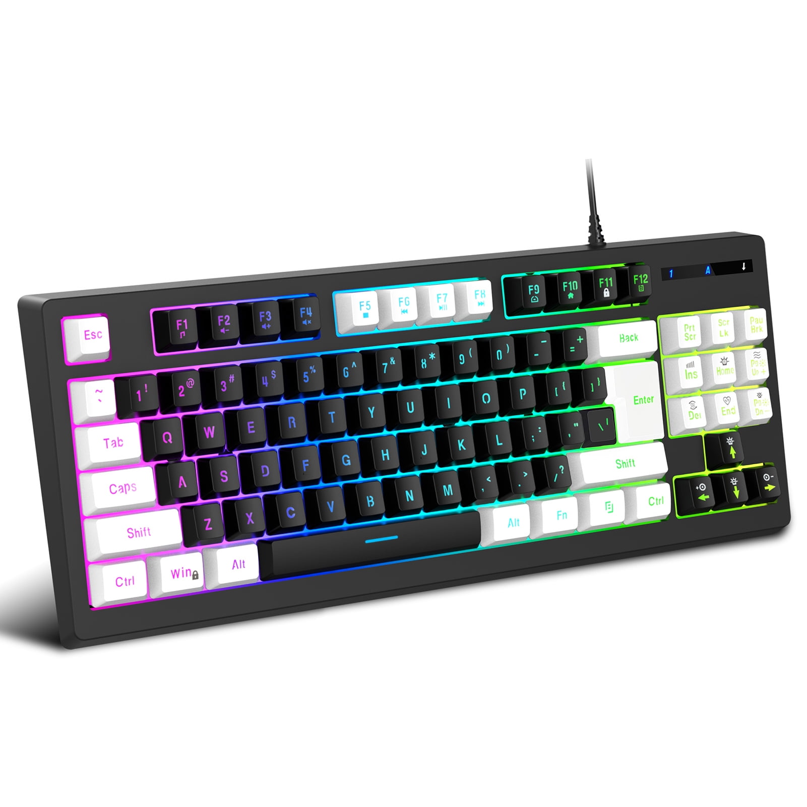 HXSJ A877 Wired K87 RGB Streamer Mini Gaming Keyboard Adjustable ...